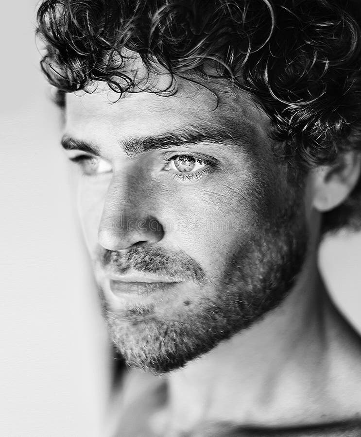 Portrait of Handsome Man with Beard Stock Photo - Image of dark ...