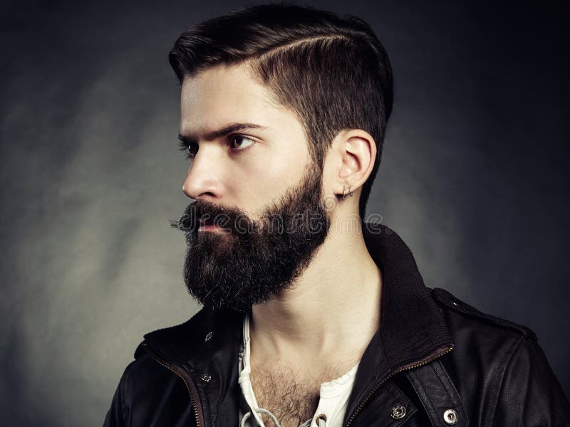 Portrait Of Handsome Man With Beard Stock Image Image Of Black