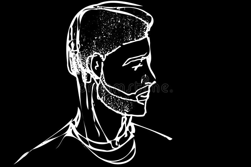 For A Portrait Of A Handsome Man With A Beard Stock Vector
