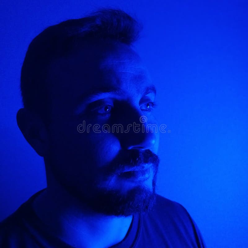 Portrait of a Handsome Man in Blue Light Stock Image - Image of success ...
