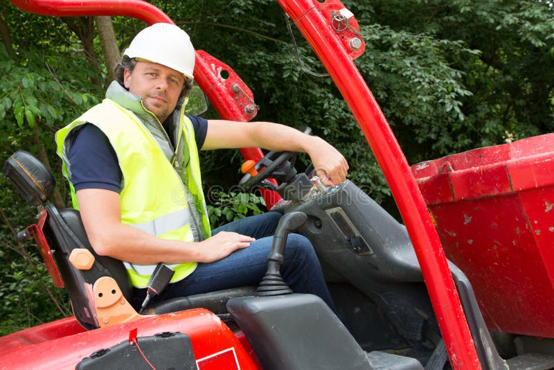 Construction Worker with Forklift Truck Stock Image - Image of driver ...