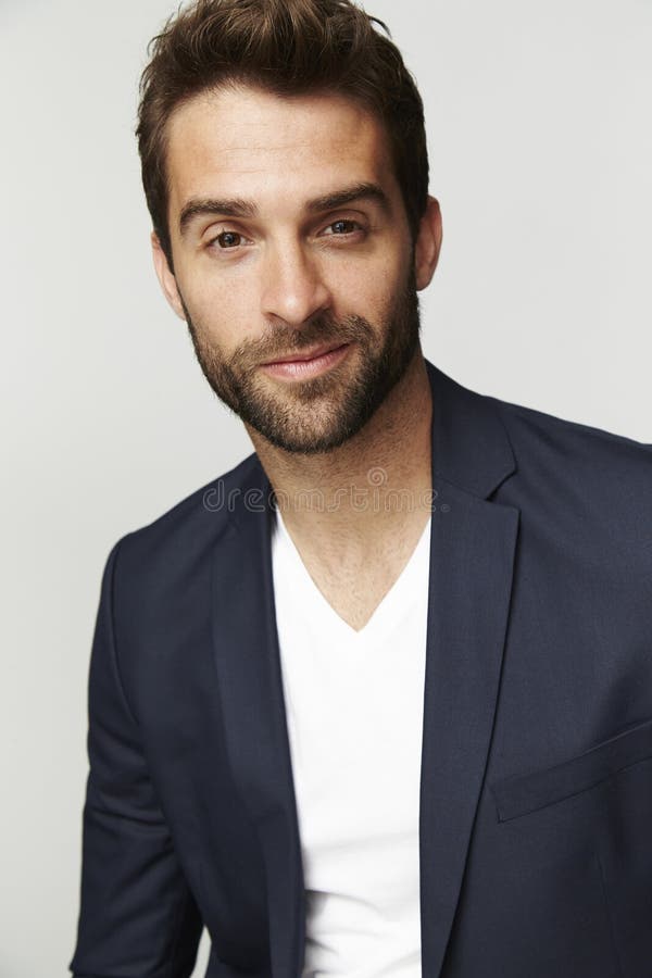 Portrait of handsome man stock photo. Image of suit, grey - 90020368