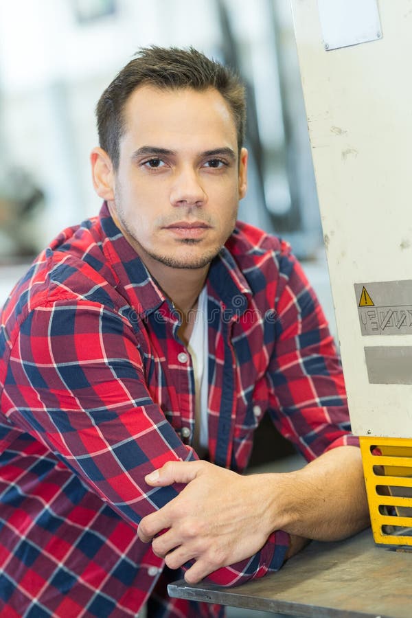 Portrait Handsome Man at Factory Stock Image - Image of caucasian, male ...