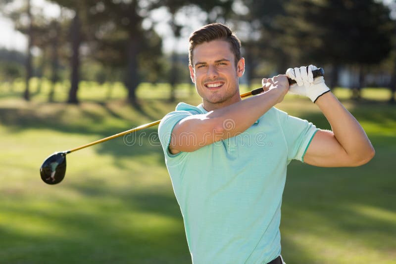 Portrait of Handsome Man with Golf Club Stock Image - Image of golfer ...