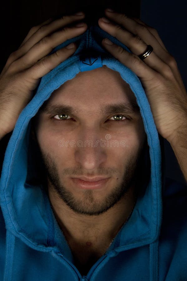 Portrait of Handsome Man Posing in Dark Room Stock Image - Image of ...