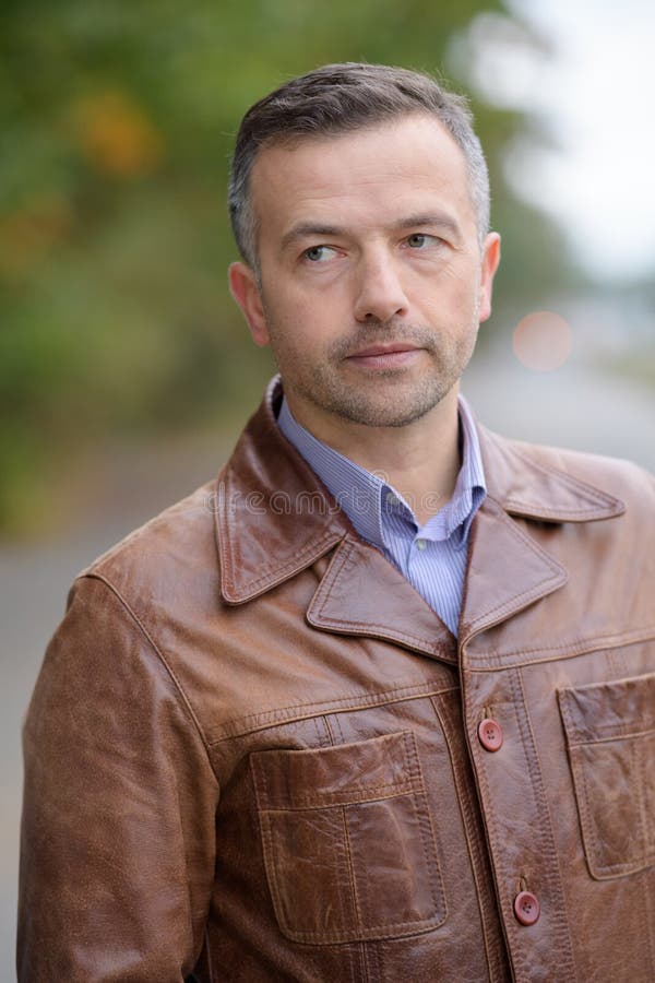 Portrait Handsome Man Posing Outside Stock Image - Image of people ...