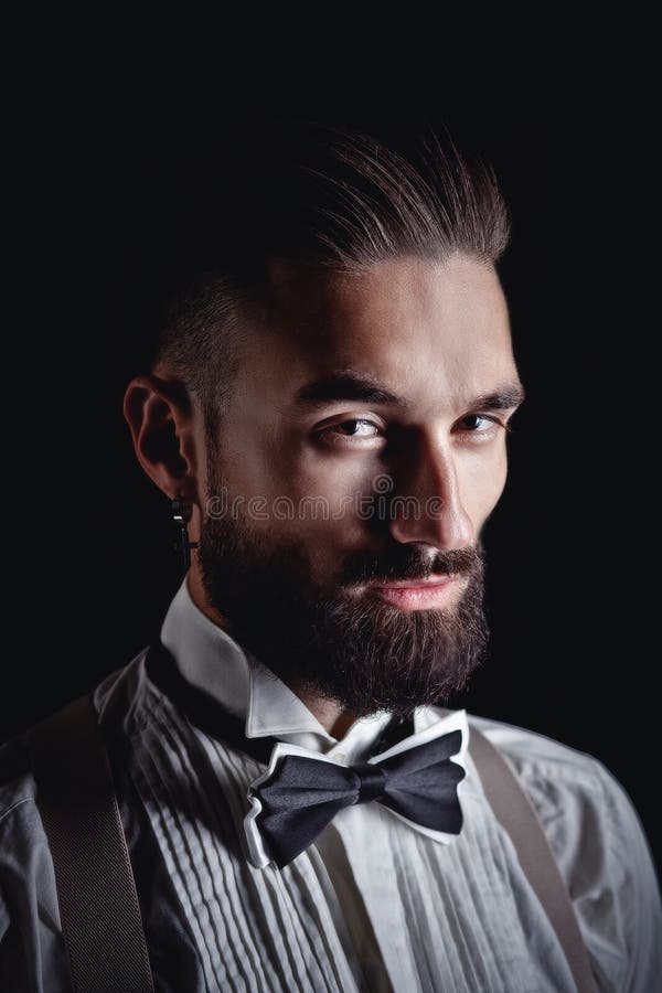 Portrait of Handsome Man Posing for Photographer in Studio Stock Photo ...