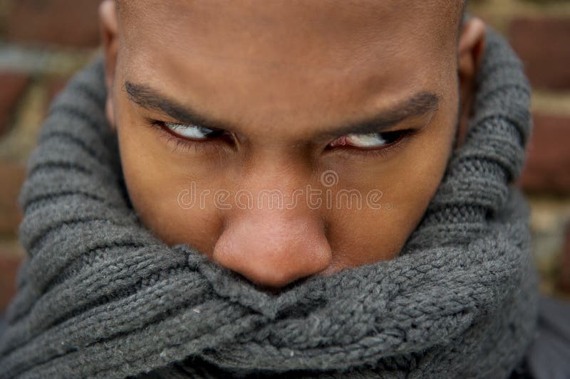 Portrait of a Handsome Man with Scarf Covering Face Stock Photo - Image ...