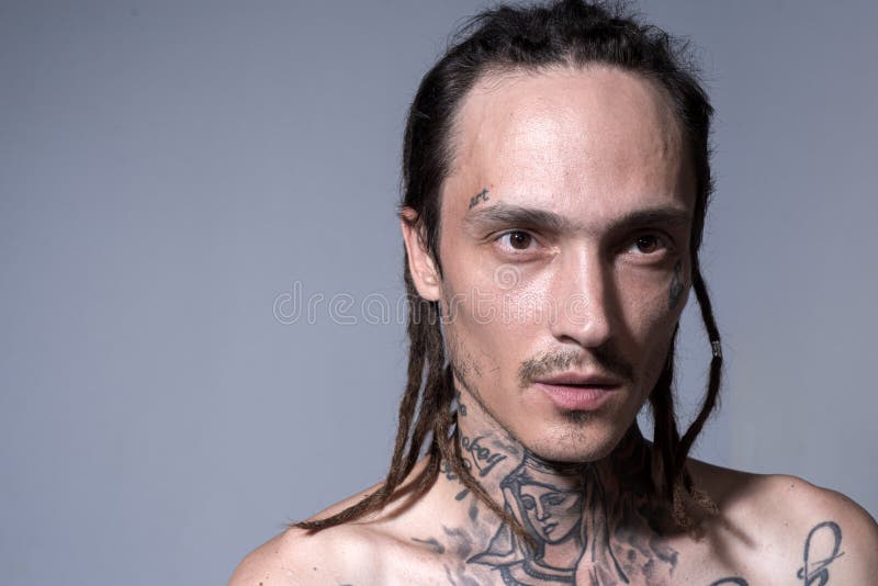 Portrait of Handsome Man with Serious Face. Hippie, Hipster Guy with ... Portrait of Handsome Man with Serious Face. Hippie, Hipster Guy with ...