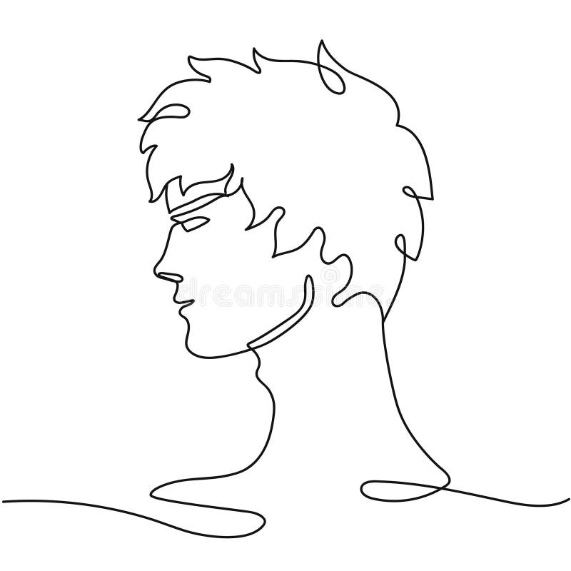 Portrait of a Handsome Man, Single Line Drawing Stock Vector ...