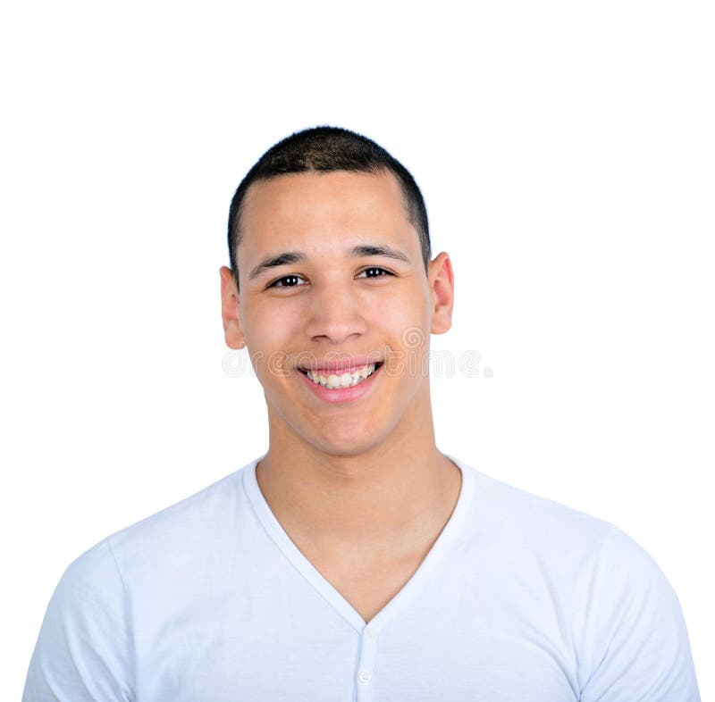 Portrait of Handsome Man Smiling Against White Background Stock Image ...