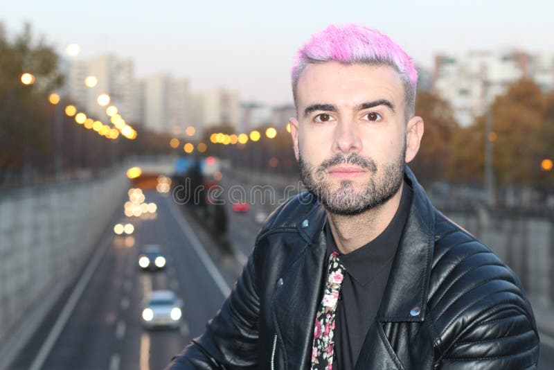 Handsome Stylish Young Man with Artificially Coloured Blue Dyed Hair ...