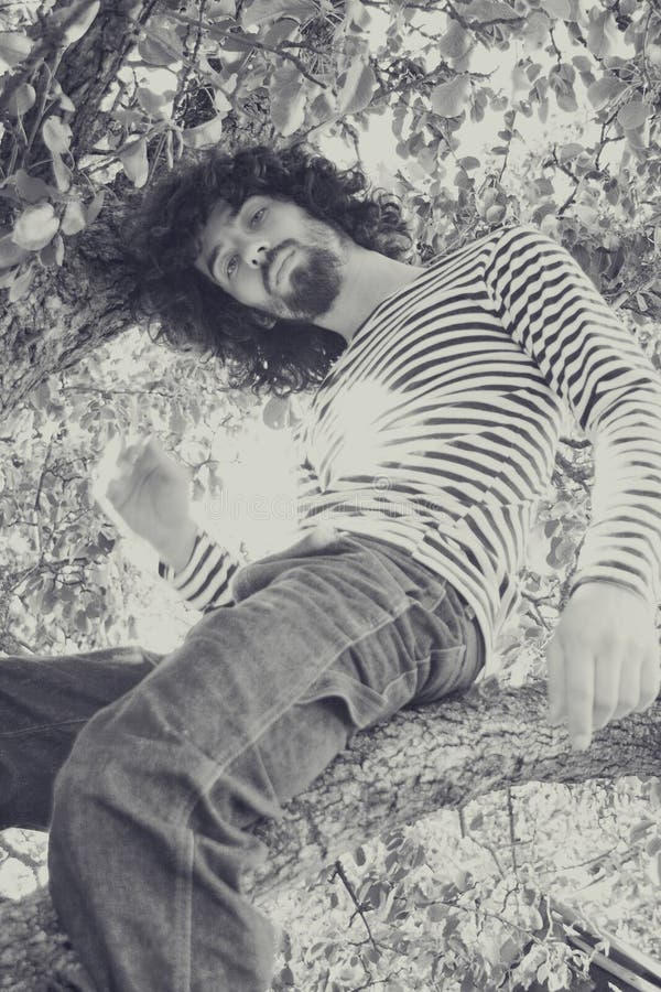 Portrait of Handsome Man on Tree Stock Image - Image of fashion ...