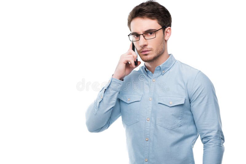 Portrait of Handsome Man Using Smartphone Stock Photo - Image of male ...