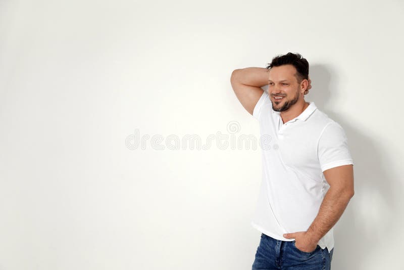 Portrait of Handsome Man on White Background Stock Image - Image of ...