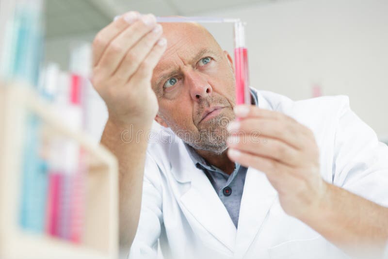 Portrait Handsome Mature Male Lab Technician Concentrated Stock Photo ...