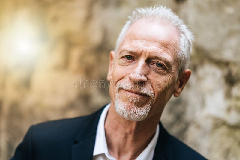 Portrait of Handsome Mature Man, Light Effect, Double Exposure Stock ...