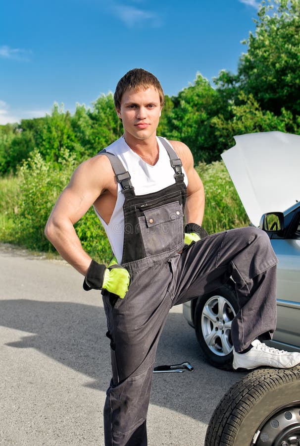 Portrait of a Handsome Mechanic Stock Image - Image of highway, male ...