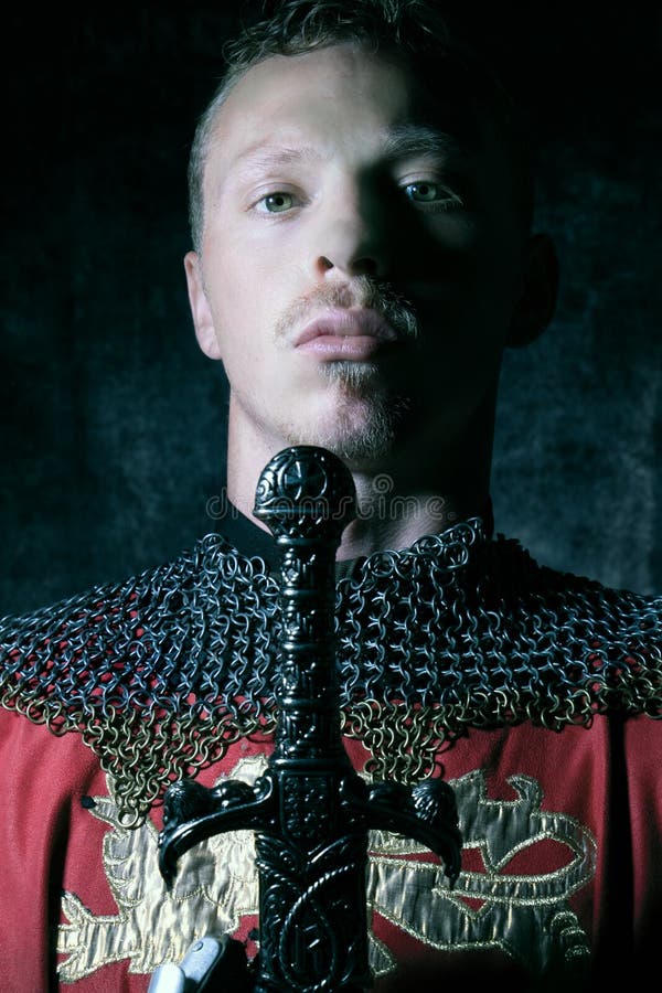 Portrait of Handsome Medieval Knight in Suit of Armour with Beard ...