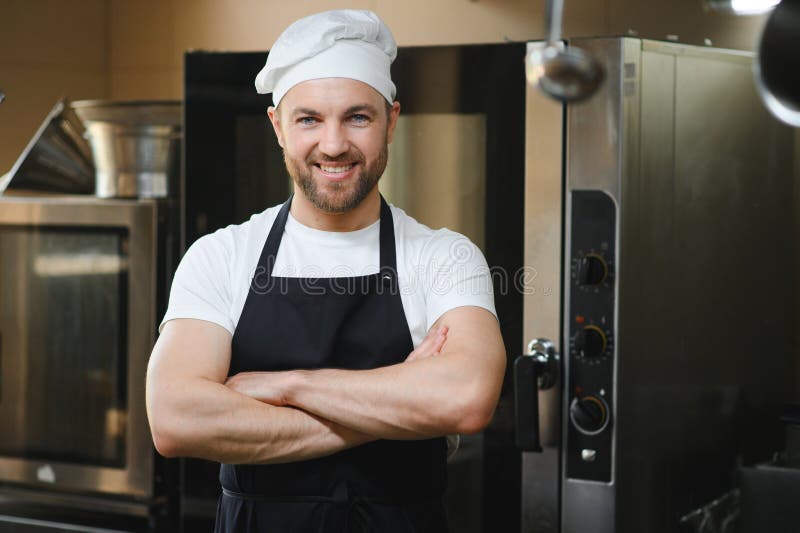 Portrait of Handsome Positive Chef Cook at the Restaurant Kitchen Stock ...