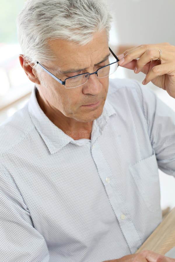 Portrait of Handsome Senior Man Reading Stock Photo - Image of good ...