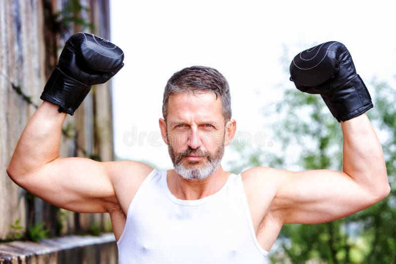 Portrait of Handsome Boxer in Victory Pose Stock Image - Image of ...