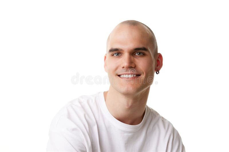 Portrait of Handsome Smiling Bald Man with Spotless Shaved Face Smiling ...