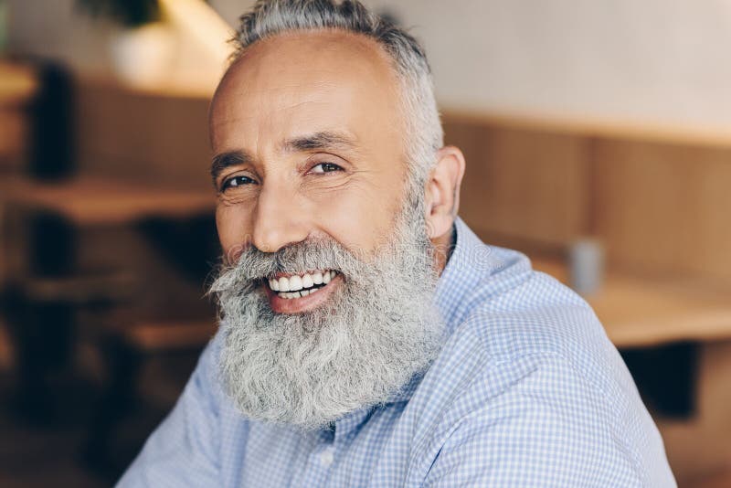 Portrait of Handsome Smiling Senior Man Stock Photo - Image of ...