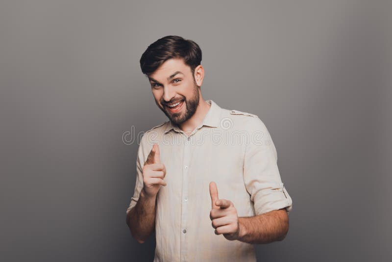Portrait of Handsome Smiling Young Businessman Pointing on Camera Stock ... Portrait of Handsome Smiling Young Businessman Pointing on Camera Stock ...