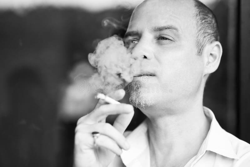 Portrait of the Smoking Man Stock Photo - Image of handsome, hair ...