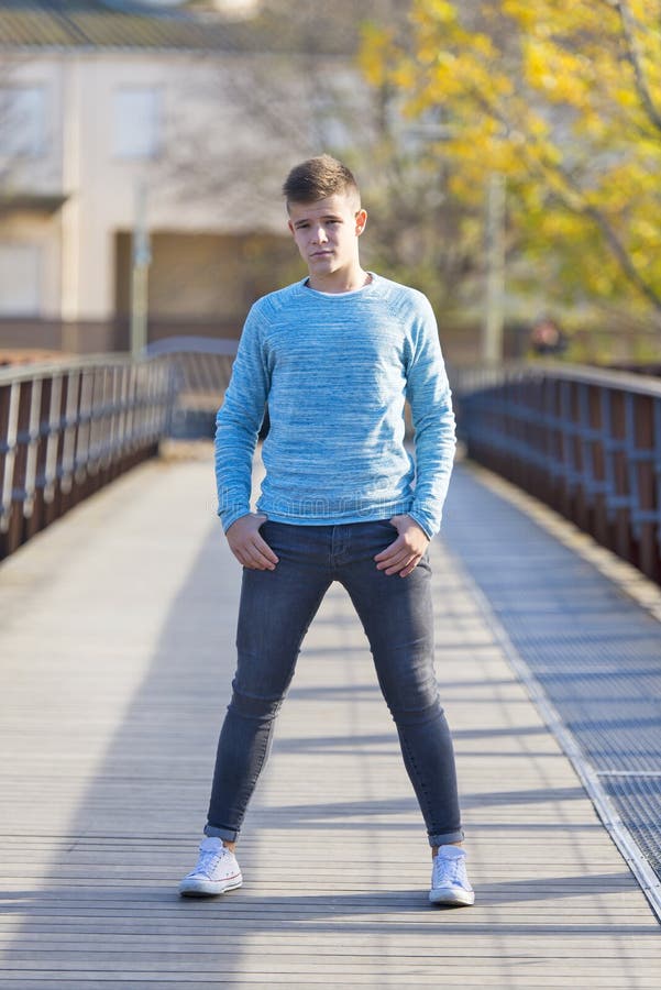 Portrait of Handsome Teenage Boy Outdoors Stock Image - Image of ...