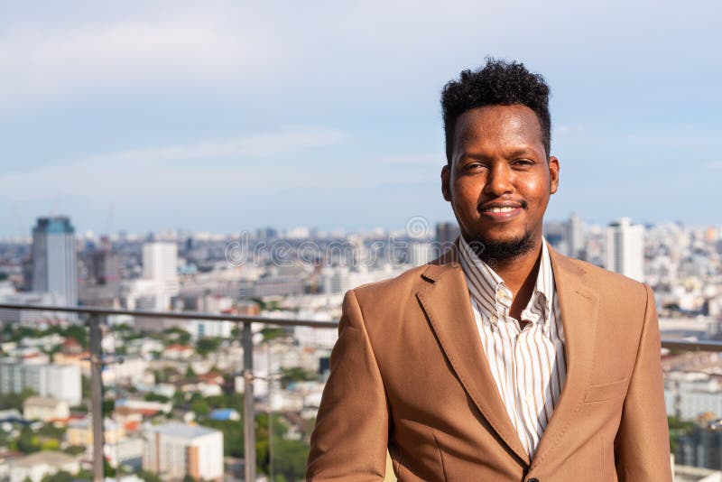 Portrait of Handsome Young Black Man Stock Photo - Image of model ...