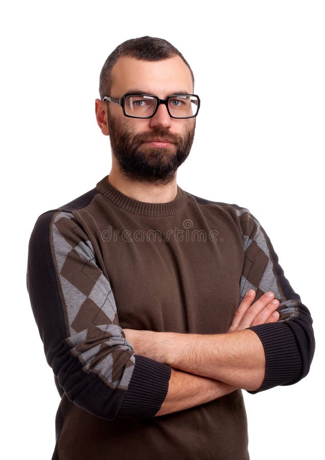 Portrait of Handsome Young Man with Beard Stock Photo - Image of casual ...
