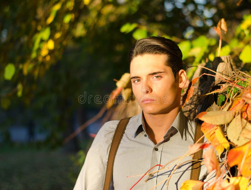 Portrait of Handsome Young Man in Fall (autumn) Stock Image - Image of ...