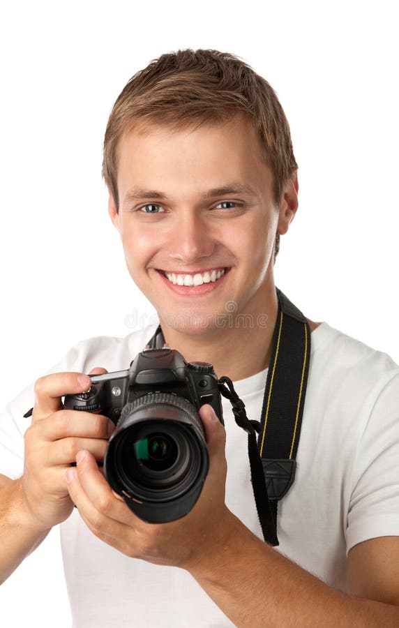 Reporter with camera stock image. Image of inch, photographer - 10012301