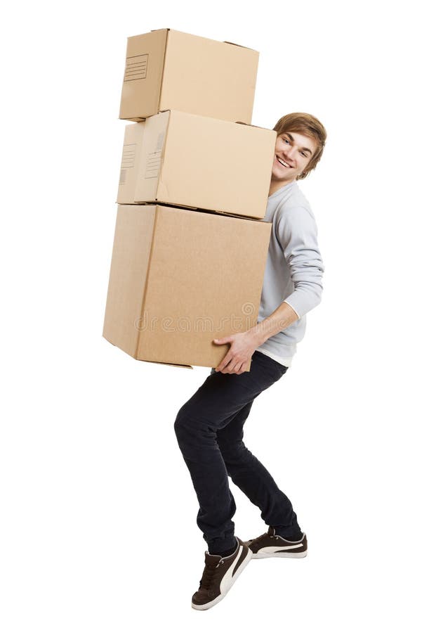 Man holding card boxes stock photo. Image of expressive - 27691026
