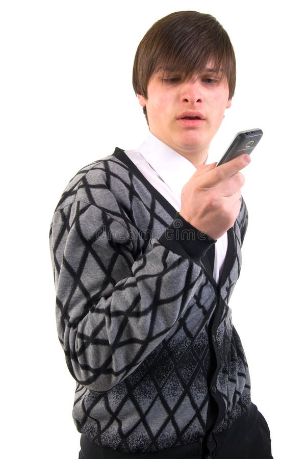 Portrait of a Handsome Young Man with Phone. Stock Photo - Image of ...