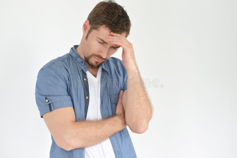 Portrait of Handsome Young Man is Sad Stock Image - Image of emotions ...