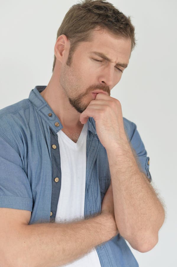 Portrait of Handsome Young Man is Sad Stock Image - Image of hair ...