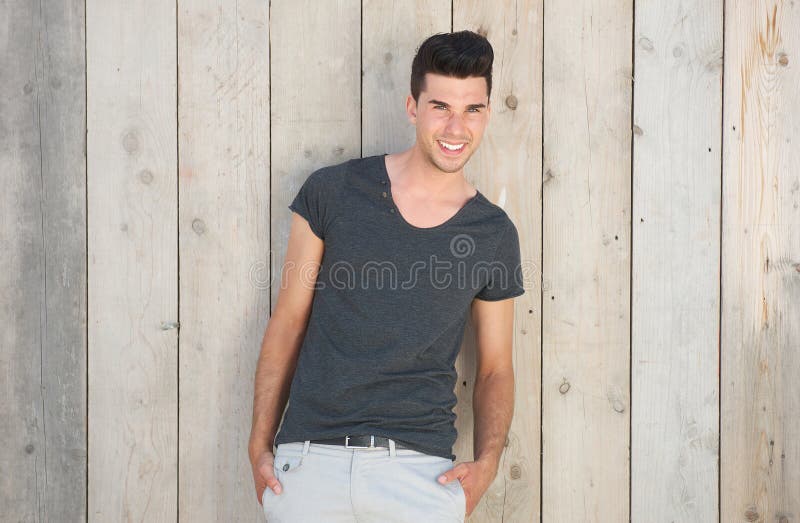 Portrait of a Handsome Young Man Standing Outdoors Stock Image - Image ...