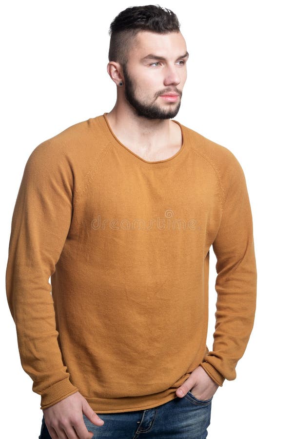 Portrait of Handsome Young Man on White Background Stock Image - Image ...