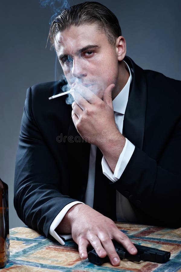 Portrait of Handsome Young Mobster Stock Photo - Image of issues ...
