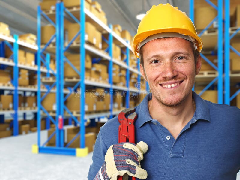 Handyman in warehouse stock photo. Image of white, shipping - 16888504