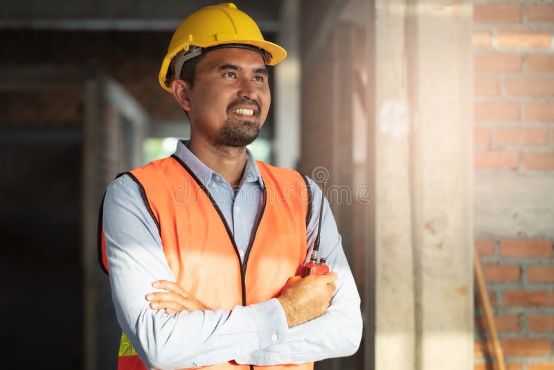 Happy Asian Engineer Smile in Workplace Stock Photo - Image of adult ...