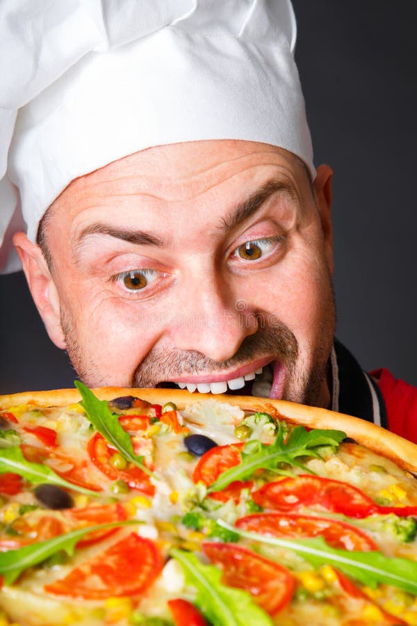 Portrait of Happy Attractive Cook with a Pizza Stock Photo - Image of ...
