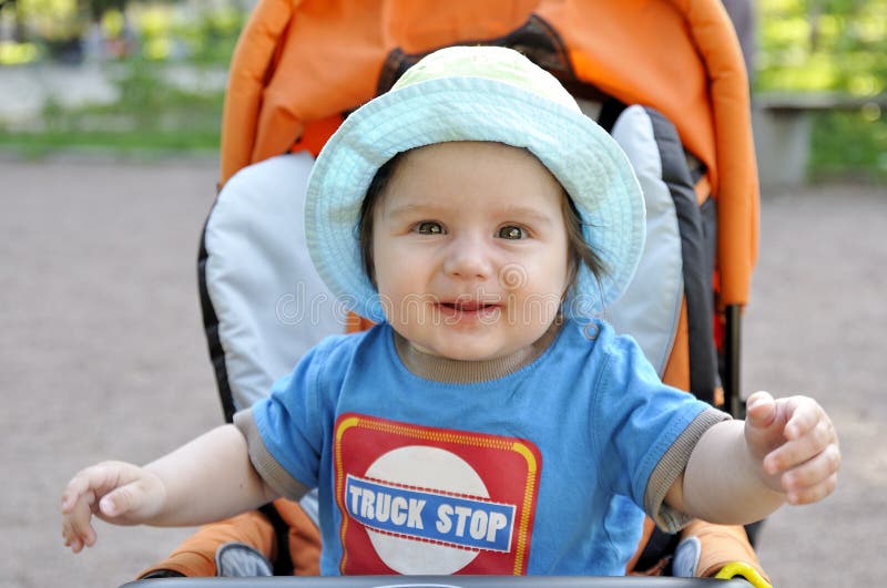 Portrait Happy Baby in Buggy Stock Image - Image of funny, buggy: 27681725