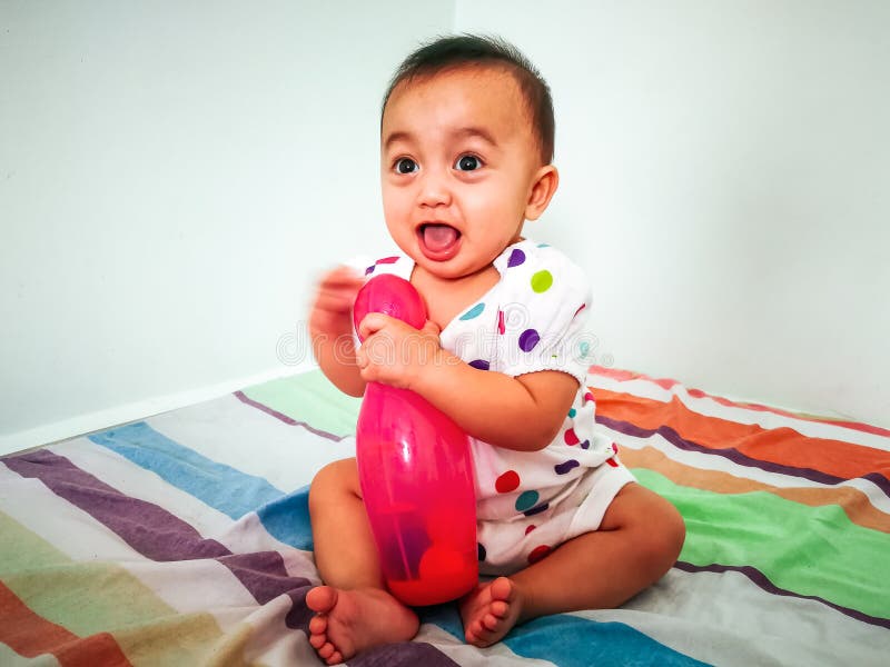 Portrait of a Happy Baby, Smiling and Giggling Stock Image - Image of ...