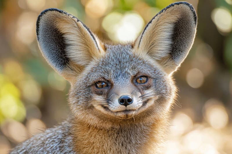 A Portrait of a Happy Bat-eared Fox Stock Illustration - Illustration ...