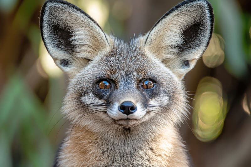 A Portrait of a Happy Bat-eared Fox Stock Illustration - Illustration ...
