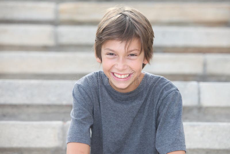 Portrait of a Happy Teenage Boy Stock Photo - Image of casual, child ...